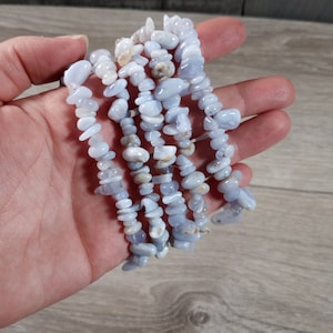 Blue Lace Agate Beaded Crystal Chips on Longer Stretchy String - Etsy