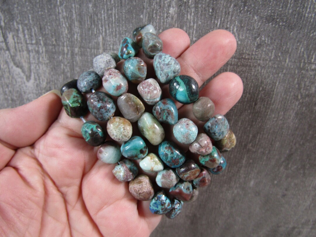 Chrysocolla Stretchy String Nugget Bracelet 362 - Etsy