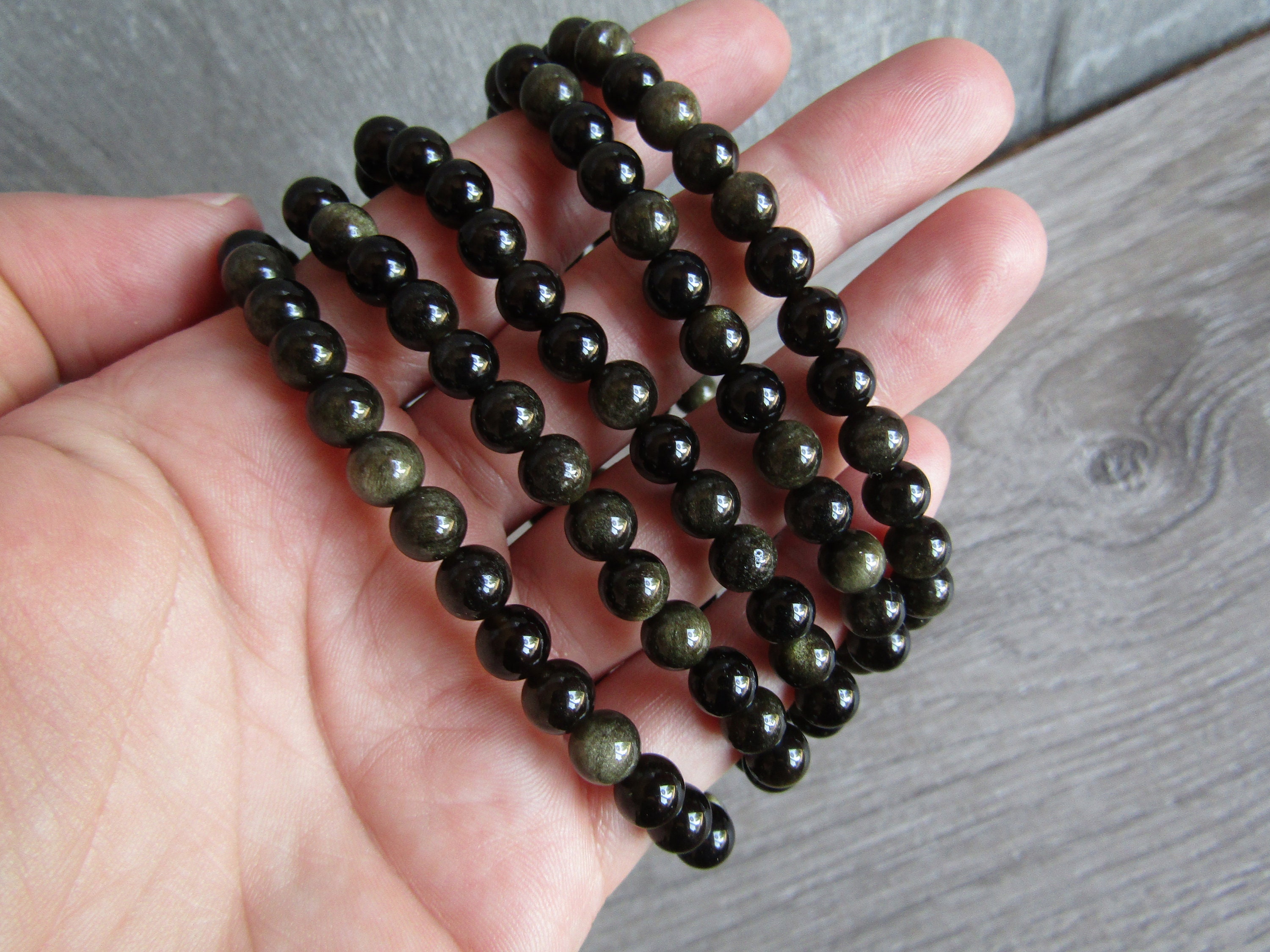 Sheen Obsidian 6 Mm Round Bracelet Stretchy String G11 - Etsy