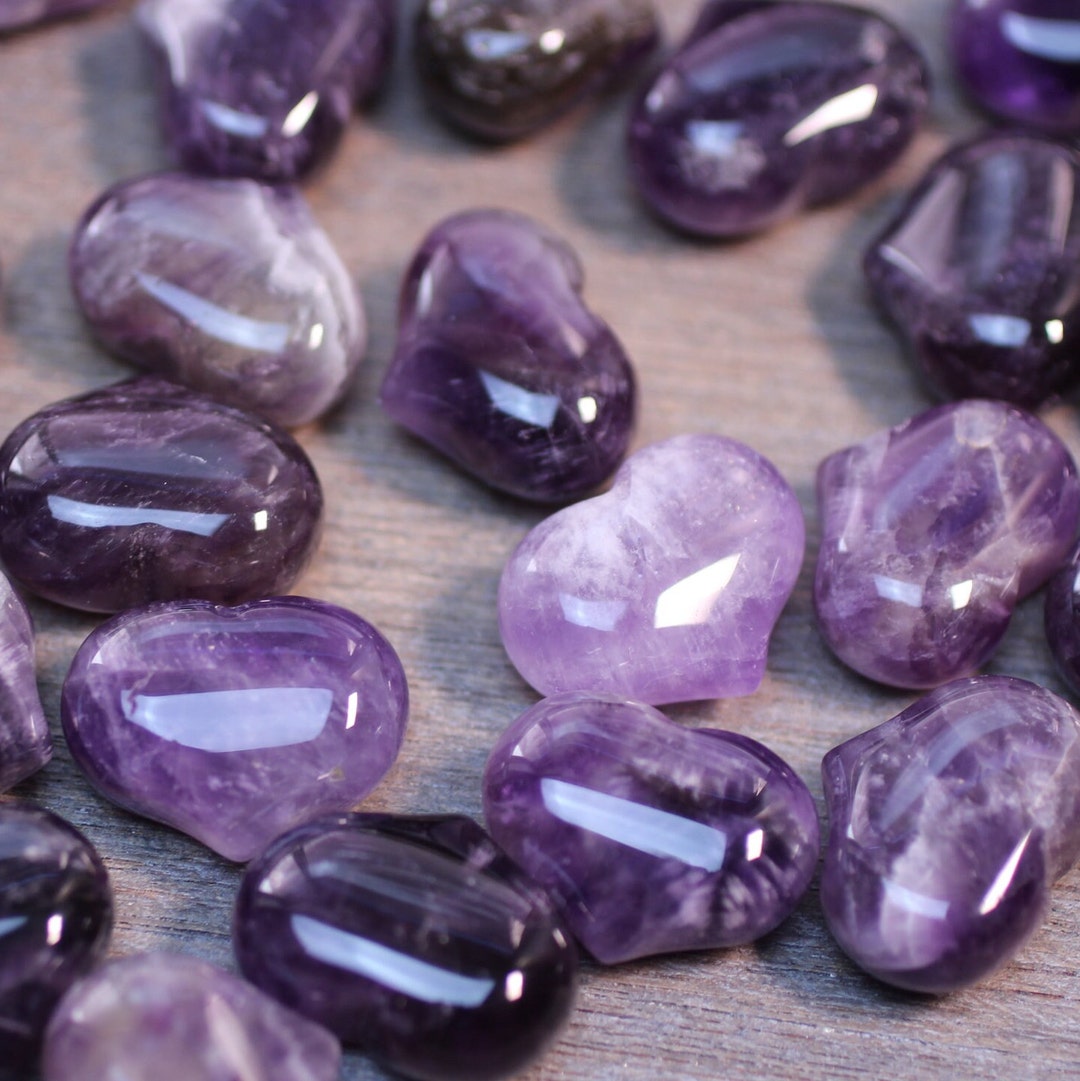 Amethyst Puffy Stone Shaped 25 Mm Heart K102 - Etsy