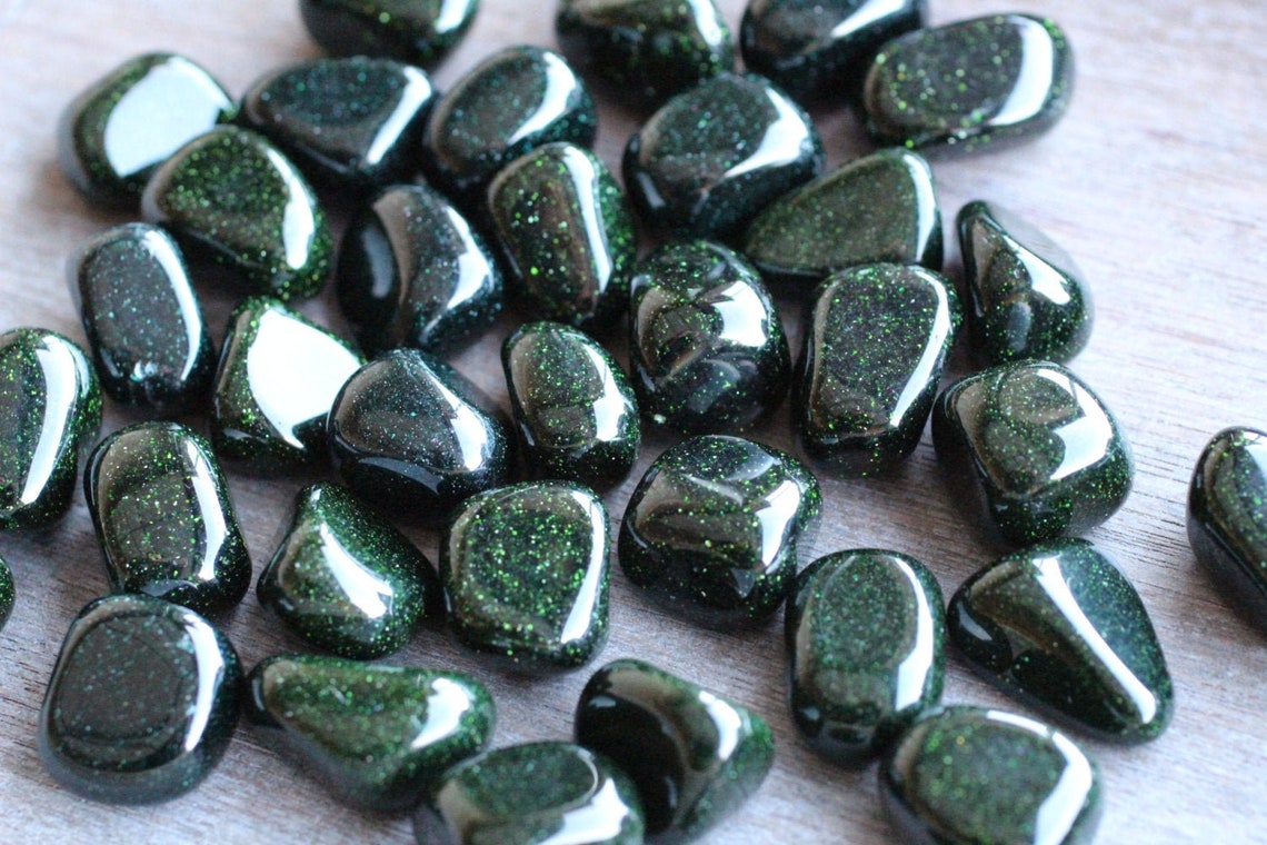 Green Goldstone 1 Inch Tumbled Stone T125 | Etsy