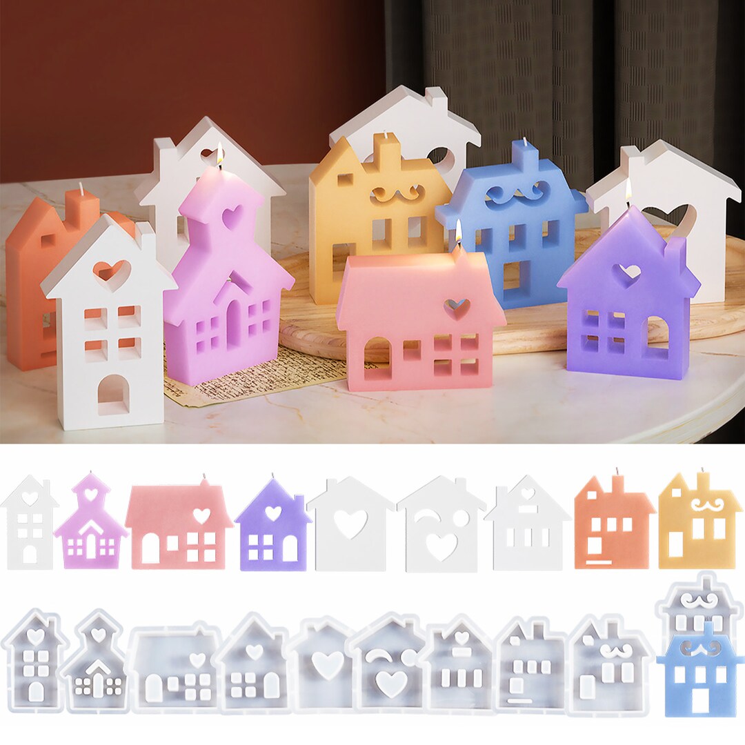 10 Styles House Silicone Mold,house Candle Making Mold,epoxy Resin ...