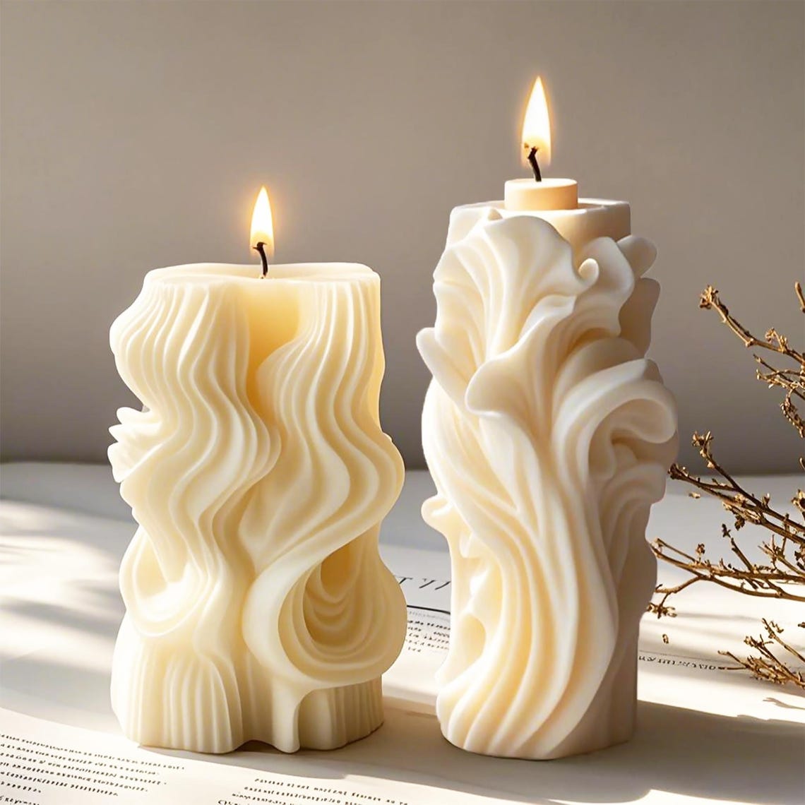 Wave Candles Silicone Mold,wax Candles Making Mold,pillar Candles Mold ...