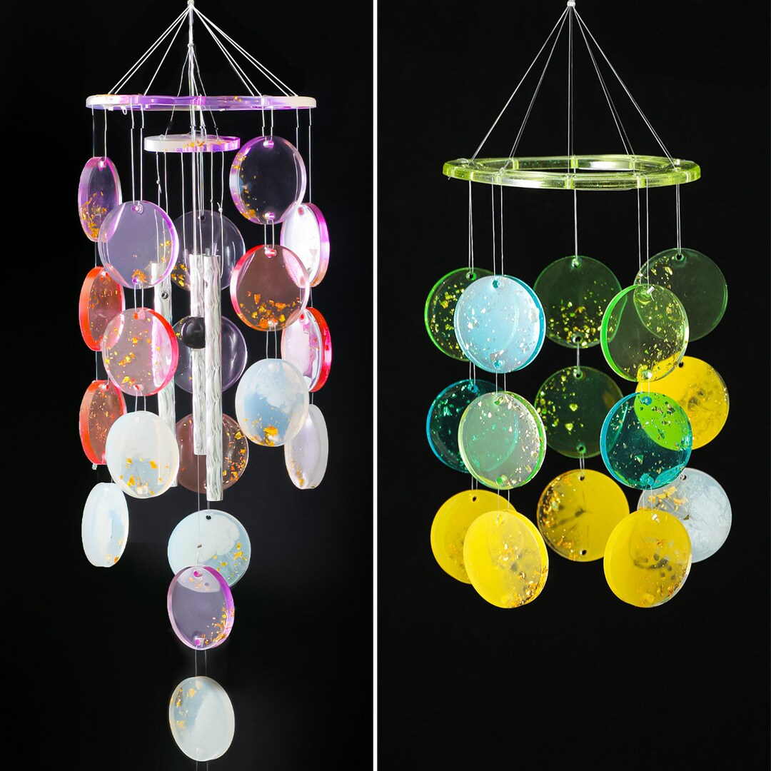 Round Double Hole Windchime Silicone Mold Kit,with 7 Molds,beads,string ...