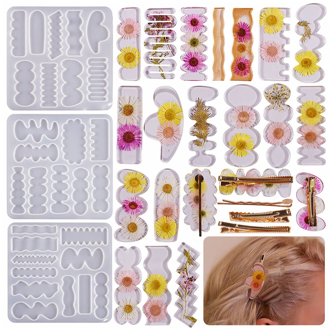 3 Styles Hair Pin Silicone Mold,homemade Hair Clip Mold,geometric ...