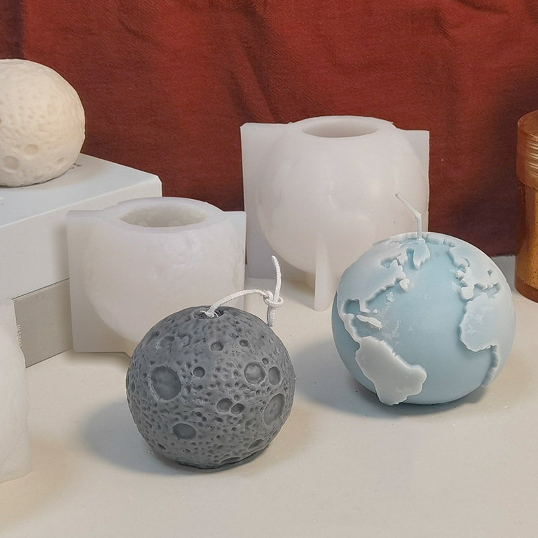 Round Earth Moon Space Planet Silicone Mold,epoxy Resin Candle Mold ...