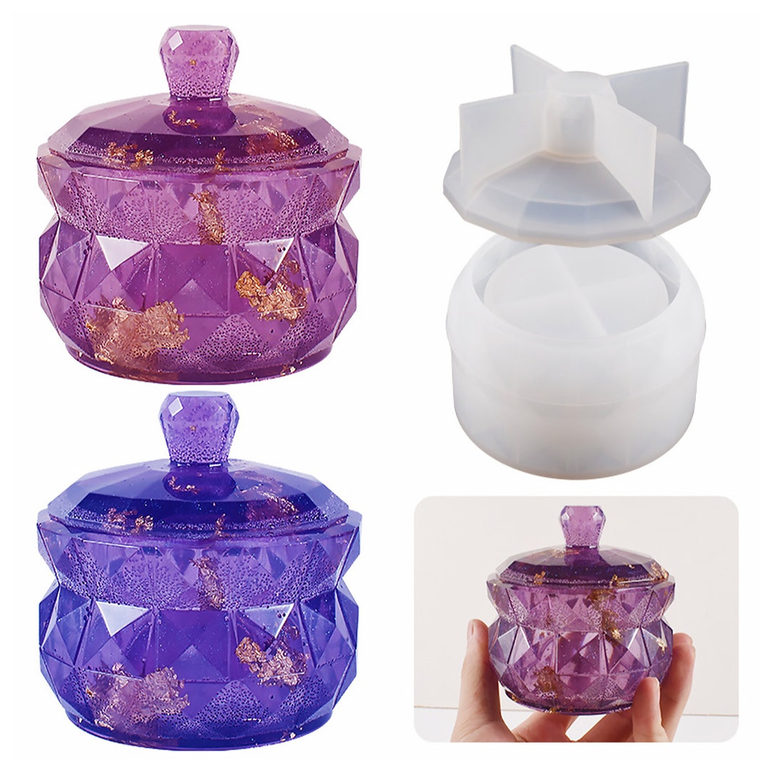 Faceted Round Storage Box Mold,storage Box With Lid Silicone Mold,epoxy ...