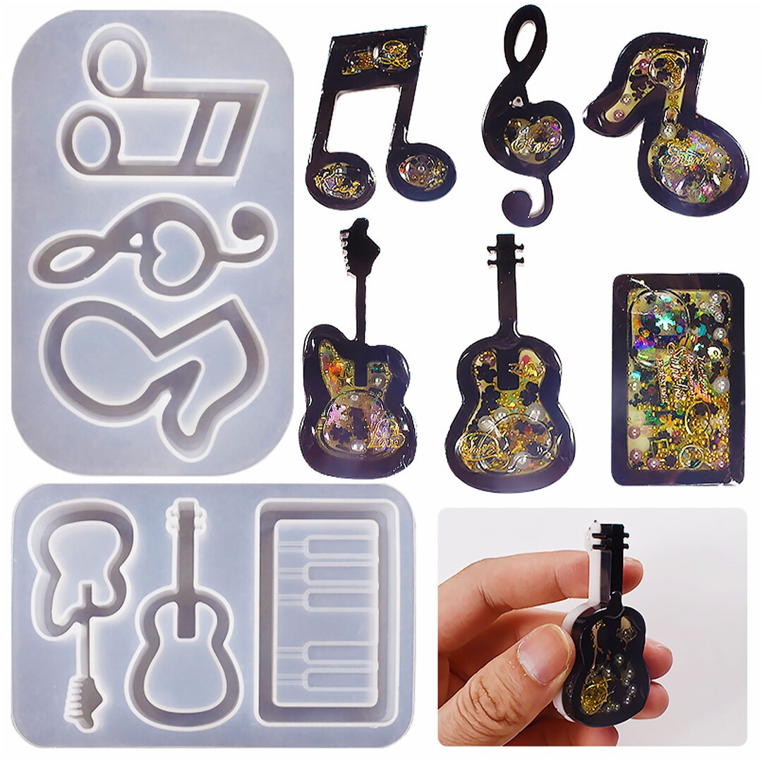Music Quicksand Silicone Mold,music Shaker Mold,creative Keychain Resin ...