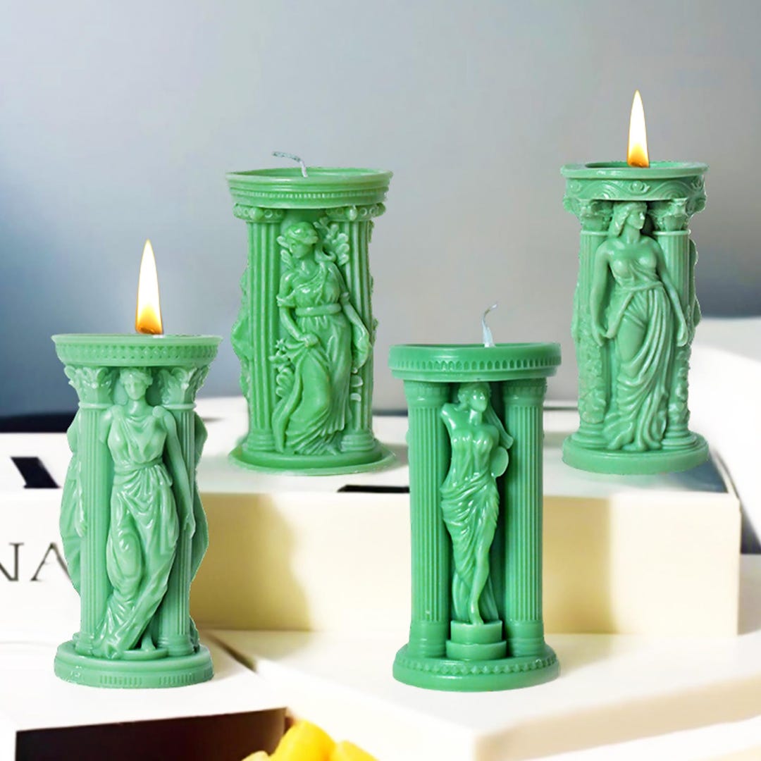 Athena Goddess Statue Candles Silicone Mold,wax Candle Making Mold ...