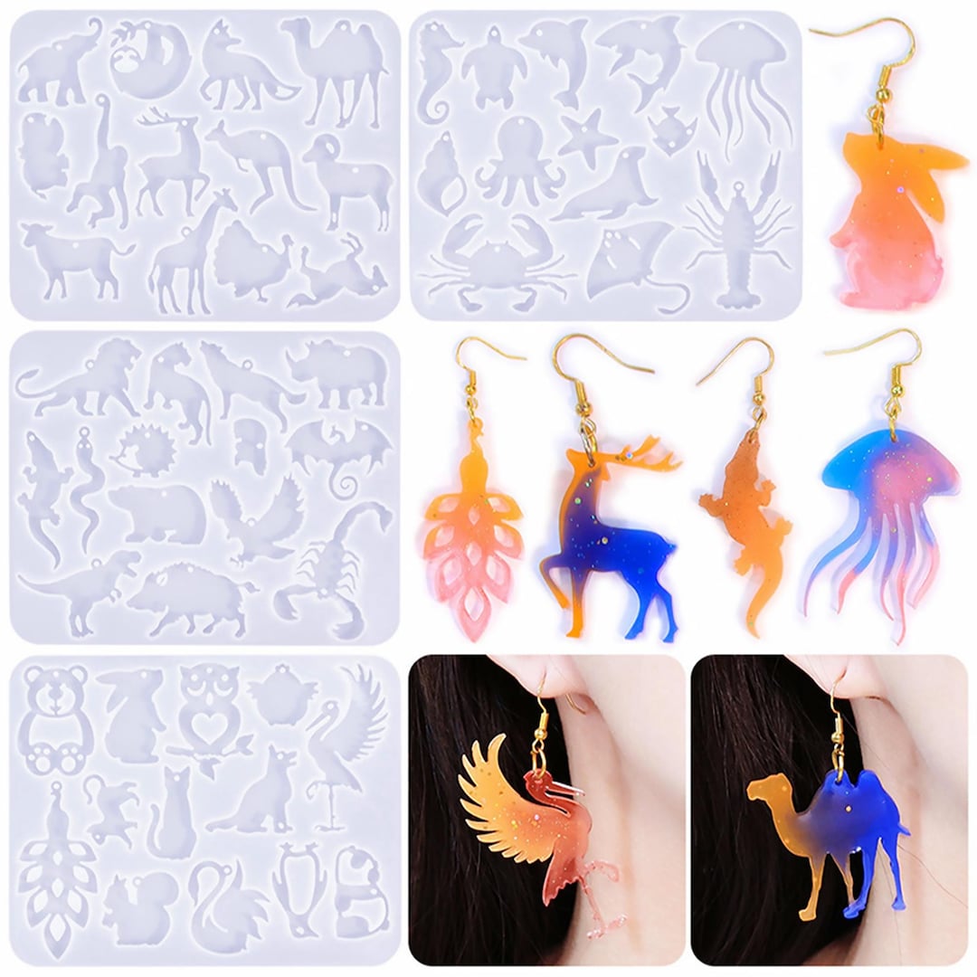 Animal Earring Silicone Mold,epoxy Resin Animal Pendant Mold,uv Resin ...