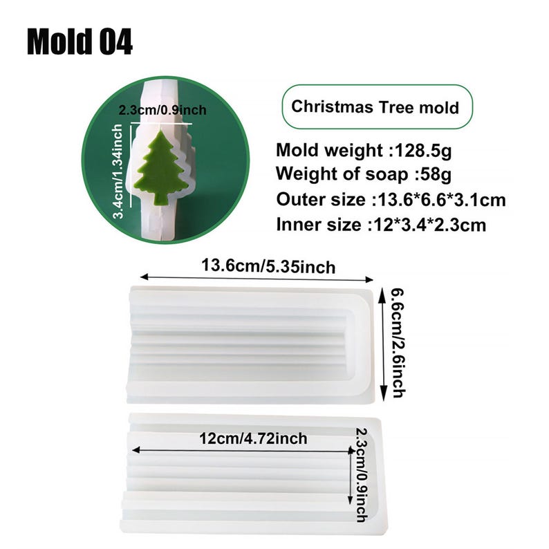 12CM Long Tube Soap Mold,christmas Tree,bell,snowflake,snowman Shaped ...