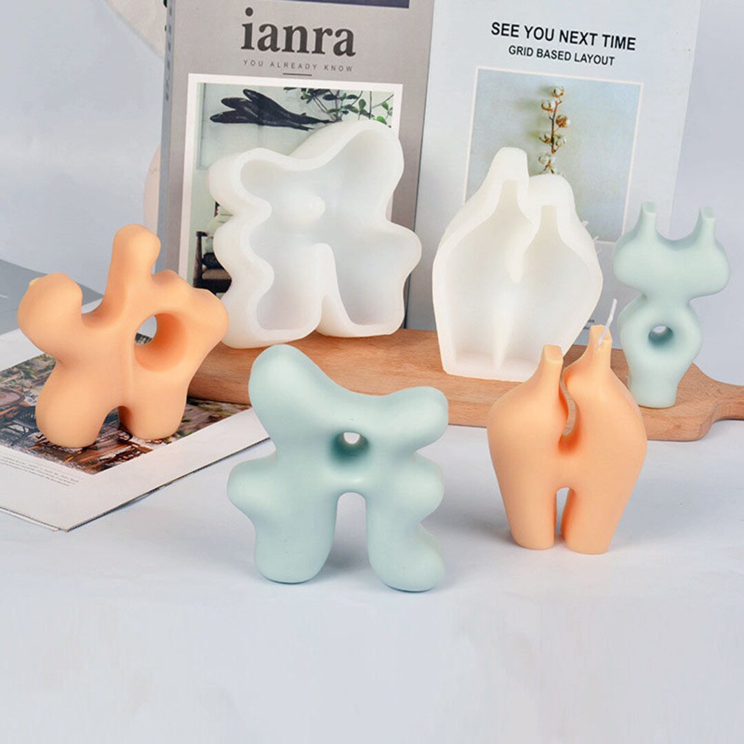 4 Styles Abstract Shaped Candles Mold,personalized Candle Silicone Mold ...