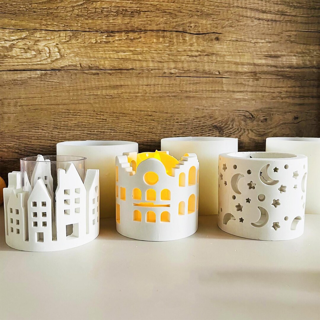 House Night Light Silicone Mold,concrete Plaster House Tea Light Mold ...