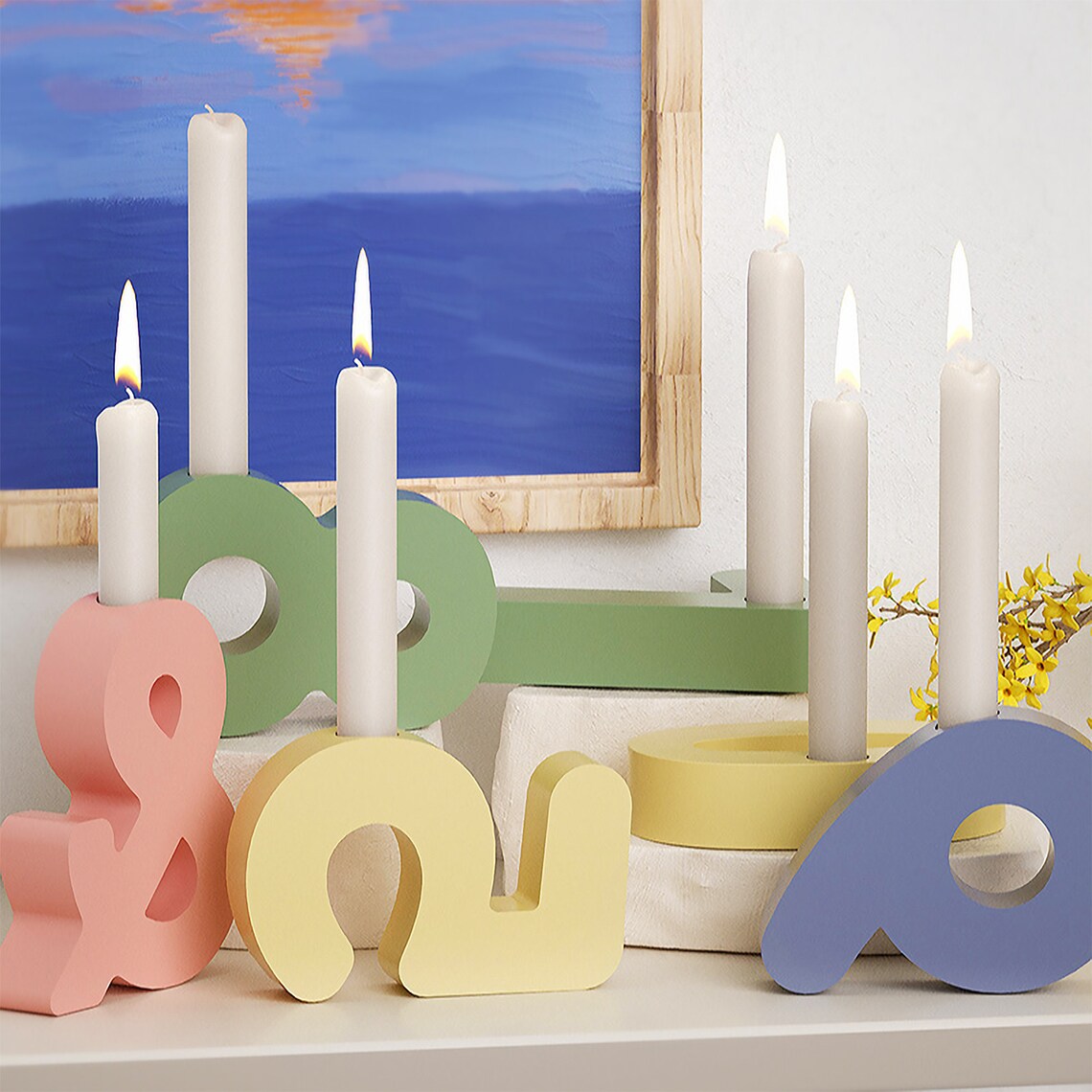 Number Candle Holder Silicone Mold,concrete Plaster Candlestick Mold ...