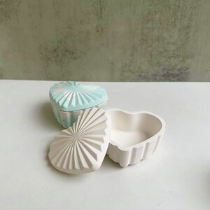 1 Set Heart Storage Box Silicone Mold,concrete Plaster Jewelry Box Mold,epoxy Resin Trinket Box ...