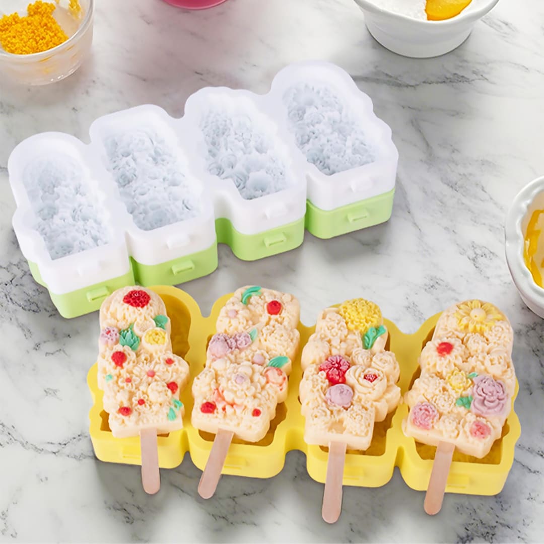 Flower Popsicle Silicone Mold,flower Ice Cream Silicon Mold,flower ...