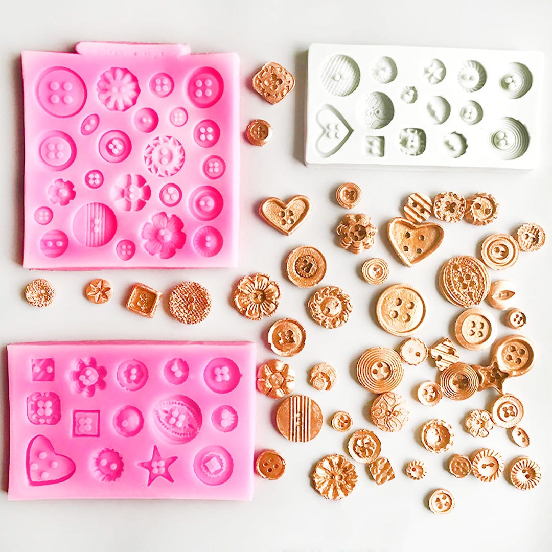 3pcs/set Button Clay Silicone Mold,button Silicone Mold,epoxy Resin ...