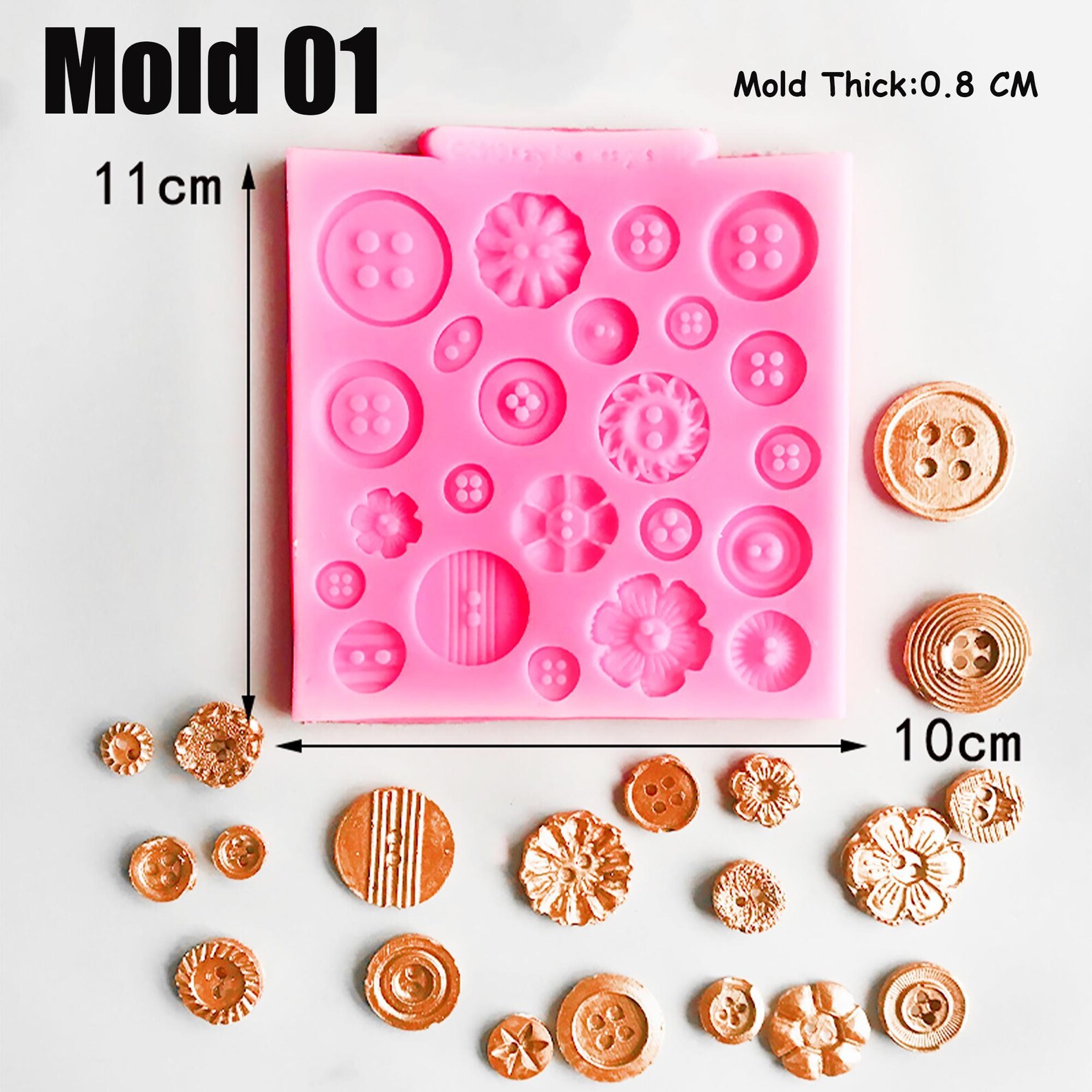 3pcs/set Button Clay Silicone Mold,button Silicone Mold,epoxy Resin ...