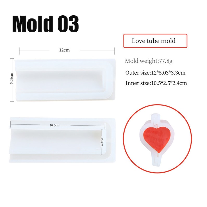 12CM Long Tube Soap Mold,cube,moon,flower,heart,round,star Shaped Soap ...