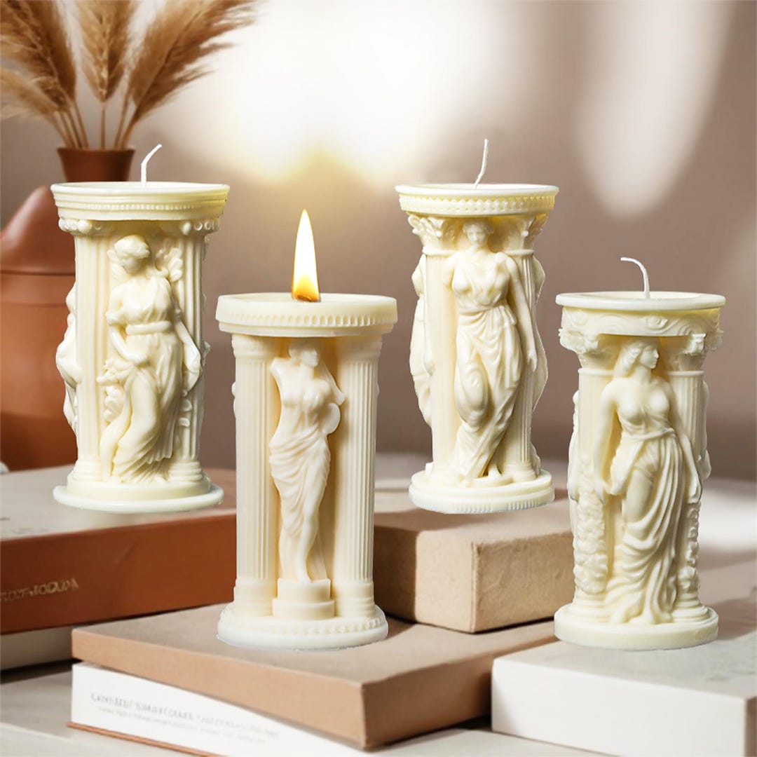 Athena Goddess Statue Candles Silicone Mold,wax Candle Making Mold ...