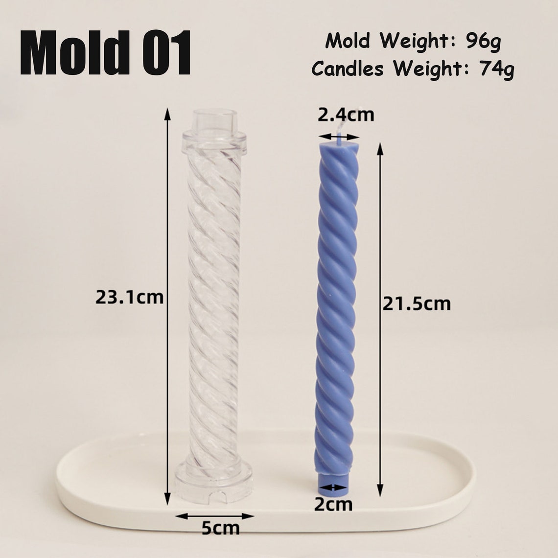 2 Styles Spiral Candles Acrylic Mold,twist Candles Mold,long Rod ...