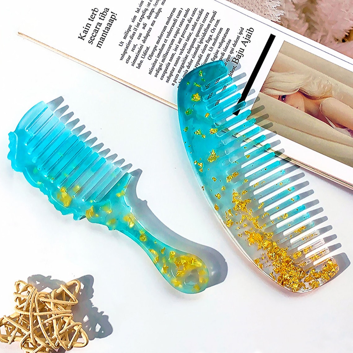 4 Styles Comb Silicone Mold,epoxy Resin Comb Mold,hair Crescent Comb ...