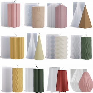 12 Style Geometric Candle Silicone Mold,taper Candle,striped Candle ...