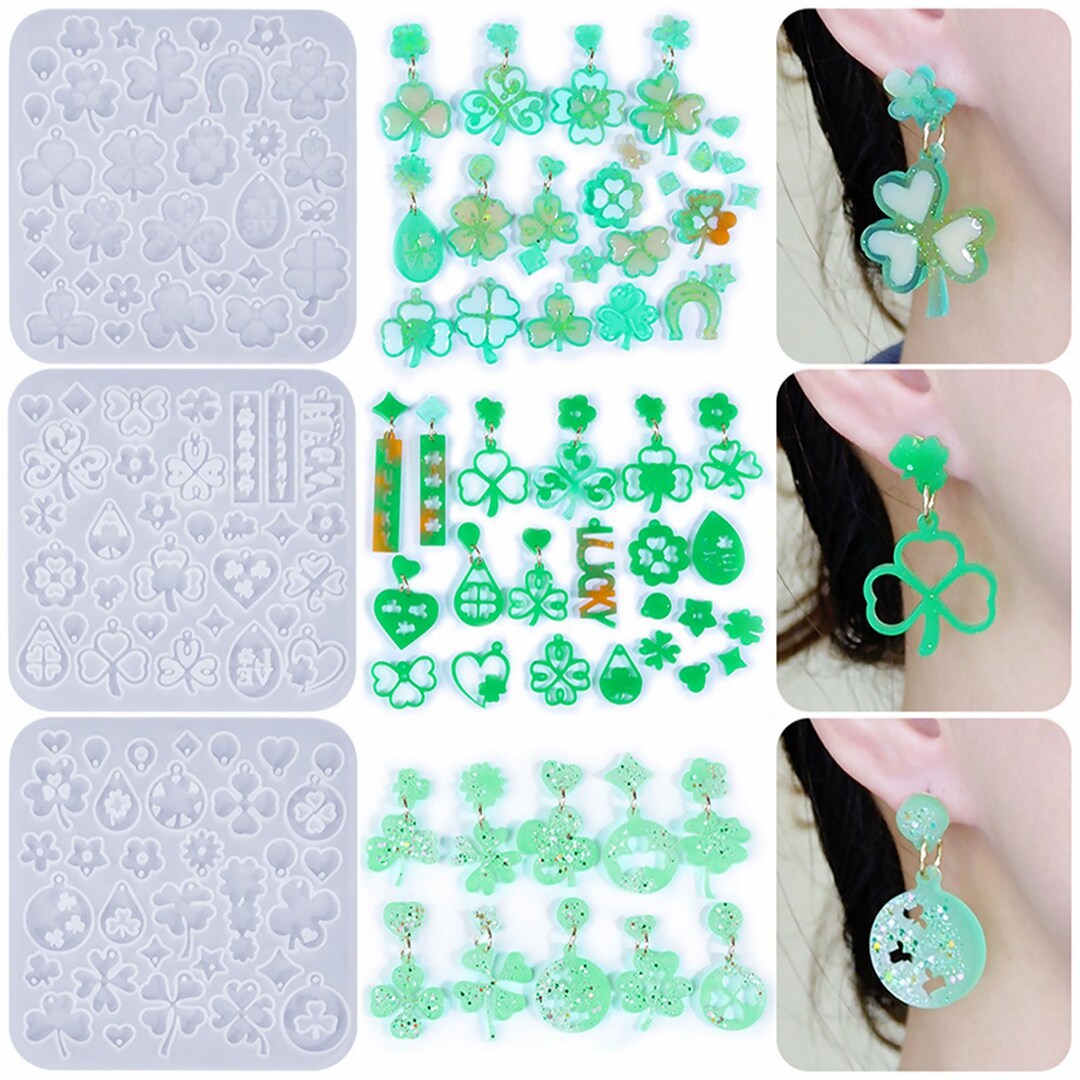 Four Leaf Clover Earring Silicone Mold,epoxy Resin Leaf Pendant Mold,uv Resin Leaf Charm Mold ...