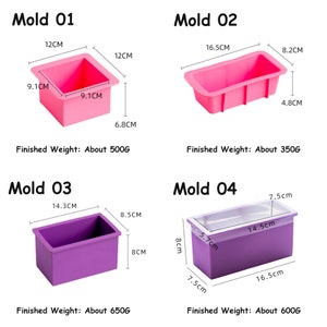 0.5/0.6/1/1.2/1.5L Large Capacity Rectangle Soap Silicone Mold,bread ...
