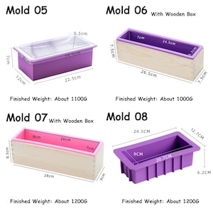 0.5/0.6/1/1.2/1.5L Large Capacity Rectangle Soap Silicone Mold,bread ...