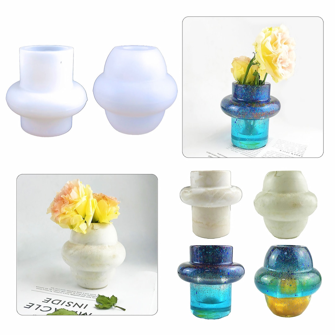 Round Vase Silicone Mold,flower Pot Silicon Mold,round Concrete Plaster ...