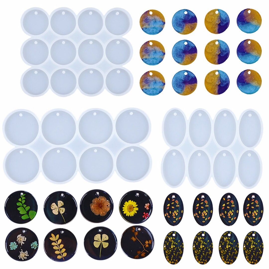 Round,oval Pendant Silicone Mold,epoxy Resin Earring Mold,uv Resin ...