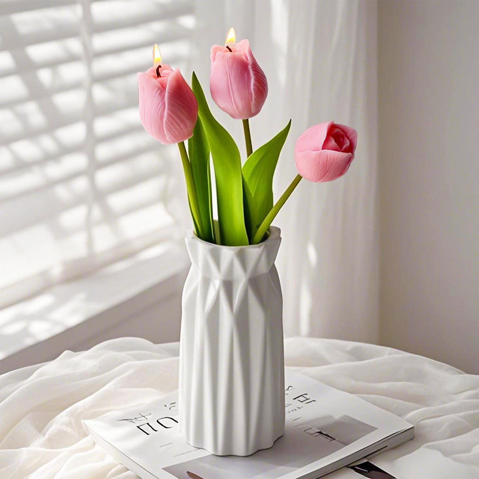 Tulip Candle Silicone Mold,flower Candle Making Mold,concrete Plaster ...