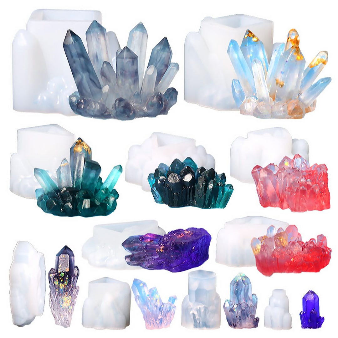 Crystal Cluster Silicone Mold,11 Styles Crystal Stone Resin Mold ...
