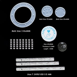 Round Double Hole Windchime Silicone Mold Kit,with 7 Molds,beads,string ...