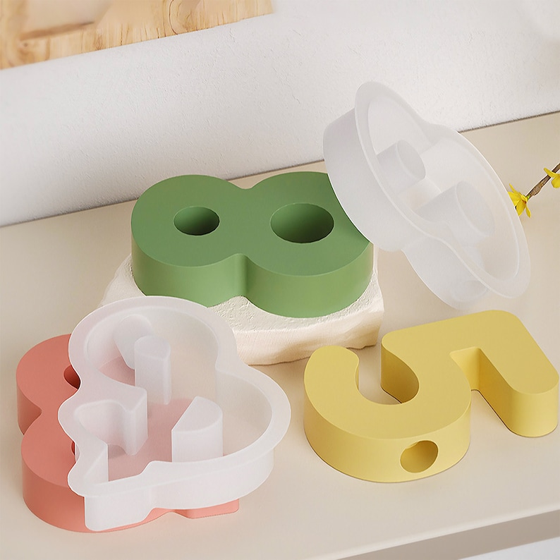 Number Candle Holder Silicone Mold,concrete Plaster Candlestick Mold ...