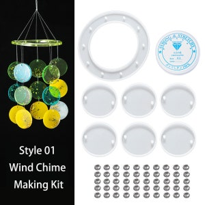 Round Double Hole Windchime Silicone Mold Kit,with 7 Molds,beads,string ...