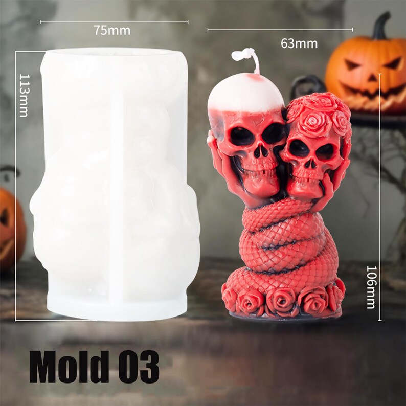 Rose Skull Candles Silicone Mold,halloween Candles Making Mold,concrete ...