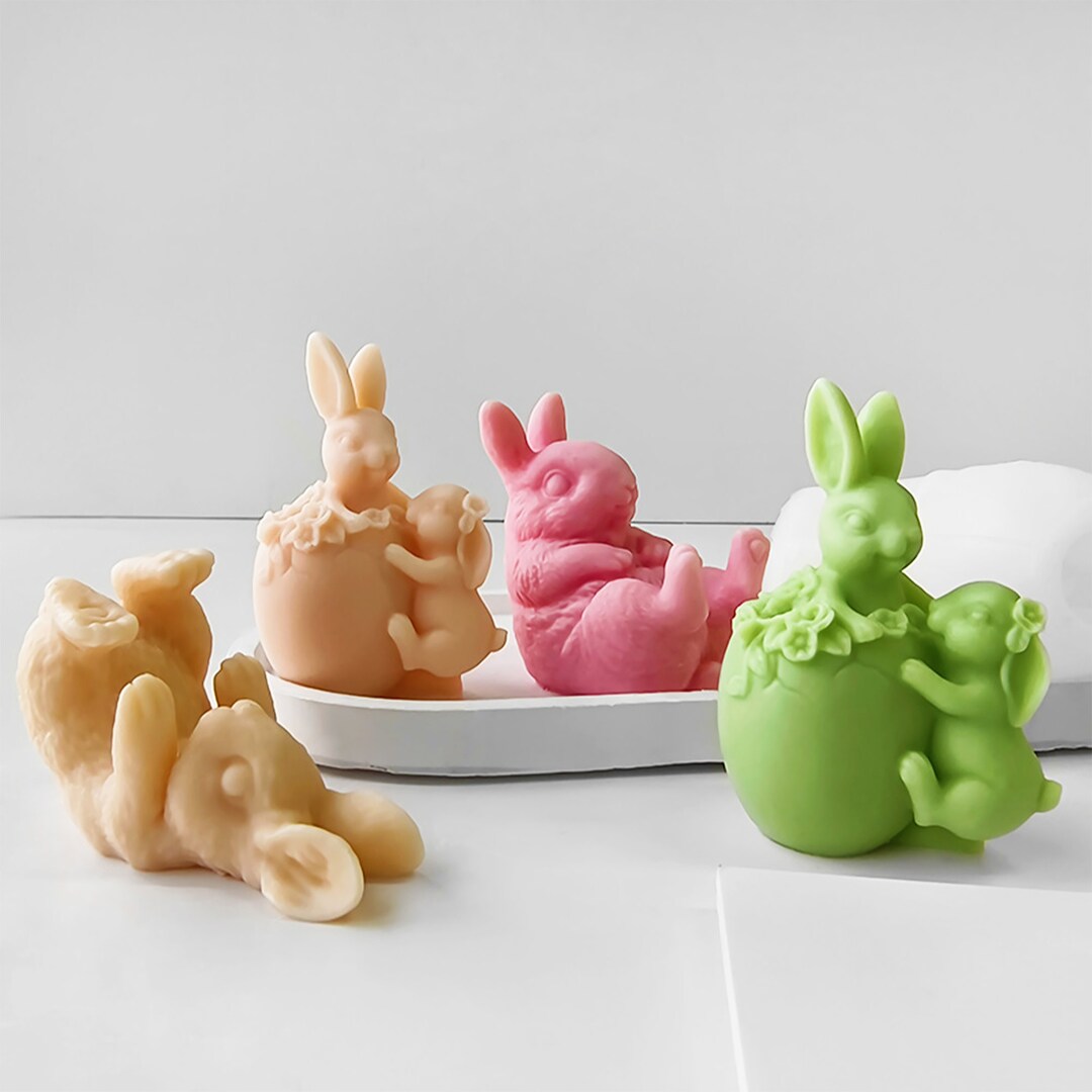 Bunny Candle Silicone Mold,concrete Plaster Rabbit Mold,epoxy Resin ...