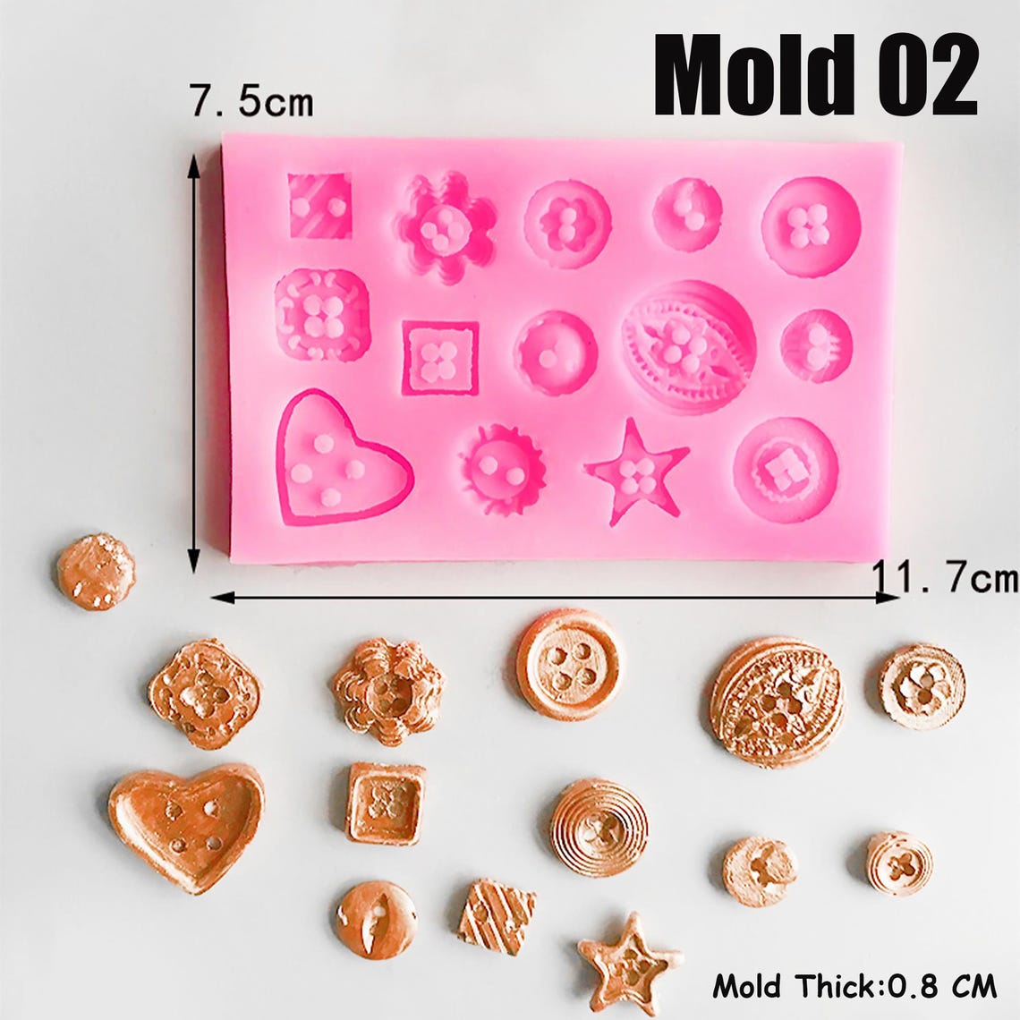 3pcs/set Button Clay Silicone Mold,button Silicone Mold,epoxy Resin ...