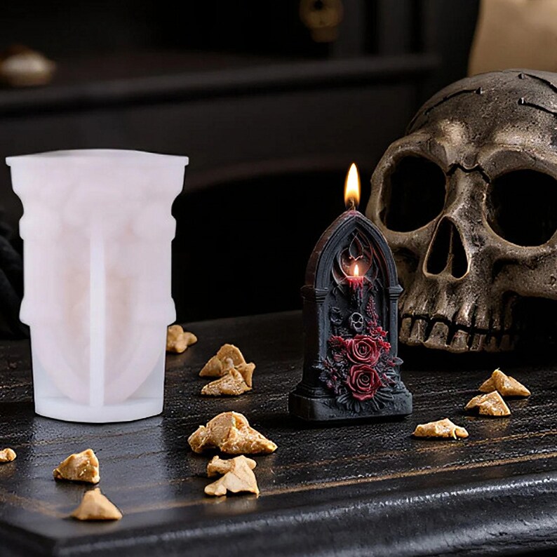 Rose Tombstone Candles Silicone Mold,concrete Plaster Tombstone Mold ...