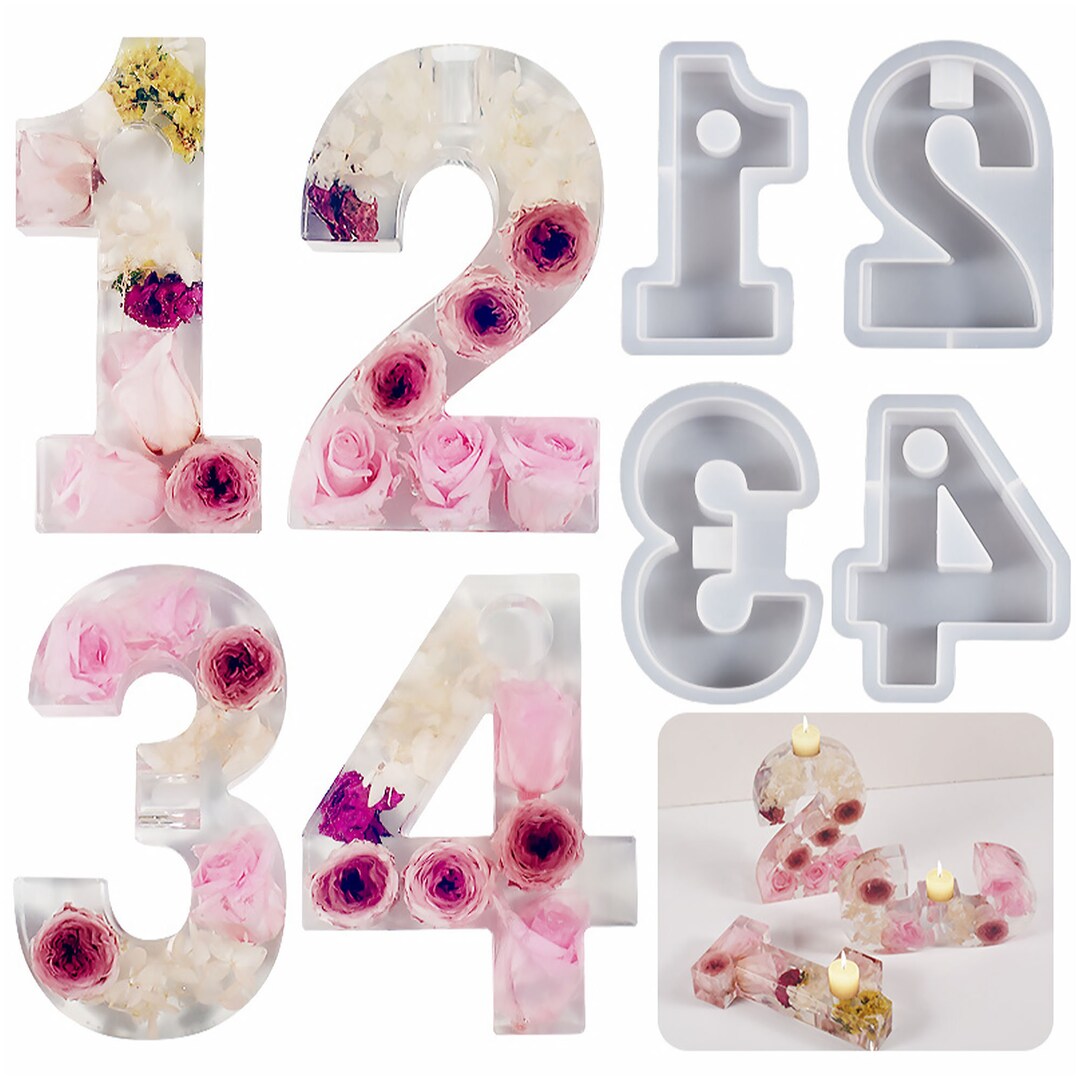 Large Number Silicone Mold,arabic Numeral 1/2/3/4 Epoxy Resin Mold ...