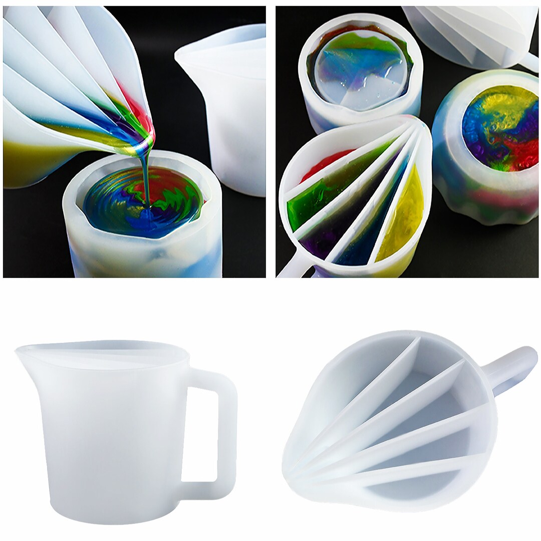 Silicone Dispensing Cup,5 Chambers Split Cup,reusable Resin Mixing Cup ...