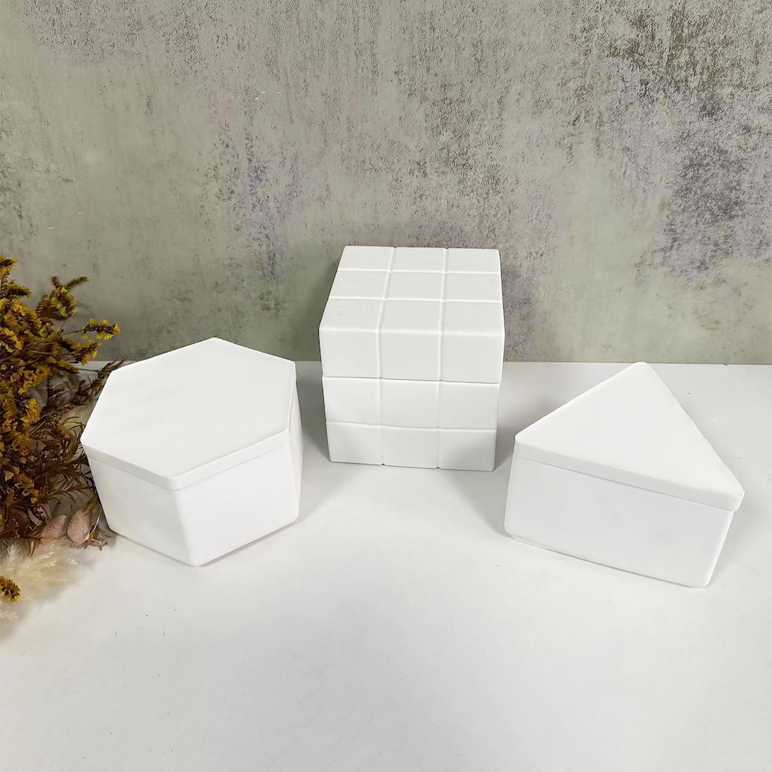 Geometric Storage Box Silicone Mold,concrete Plaster Trinket Box Mold ...