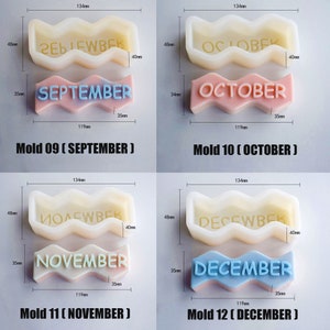 Letter Candles Silicone Mold,month Phrase Resin Mold,ripple Strip ...