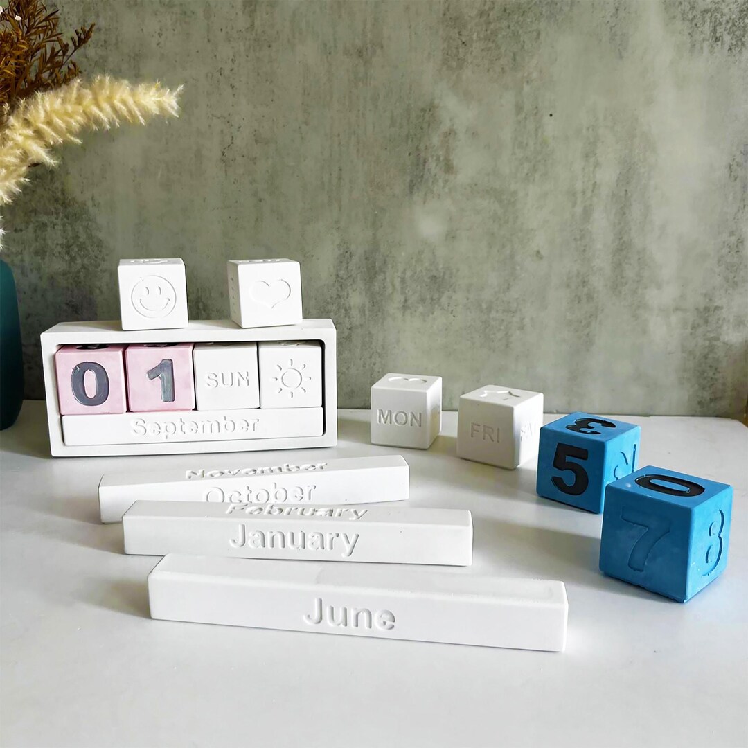 Calendar Silicone Mold,concrete Plaster Emotion Weather Calendar Mold ...