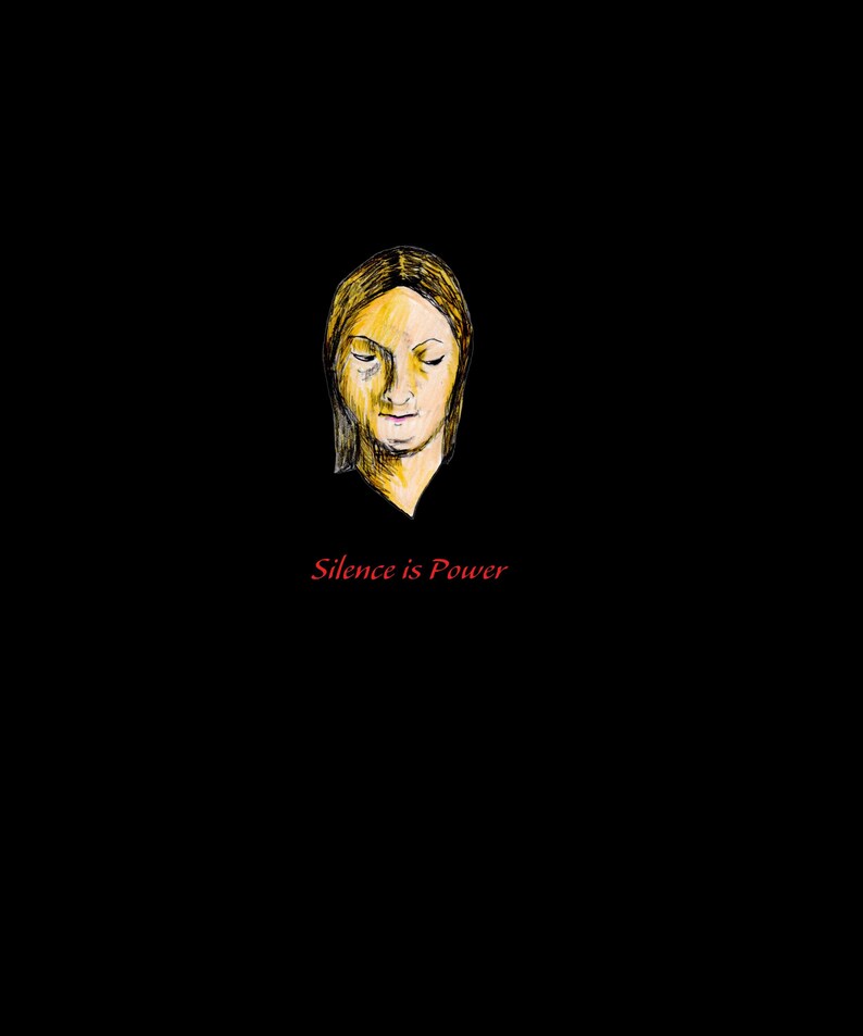 Silence is Power Emotional Face Illustration, Minimal Surreal Art ...