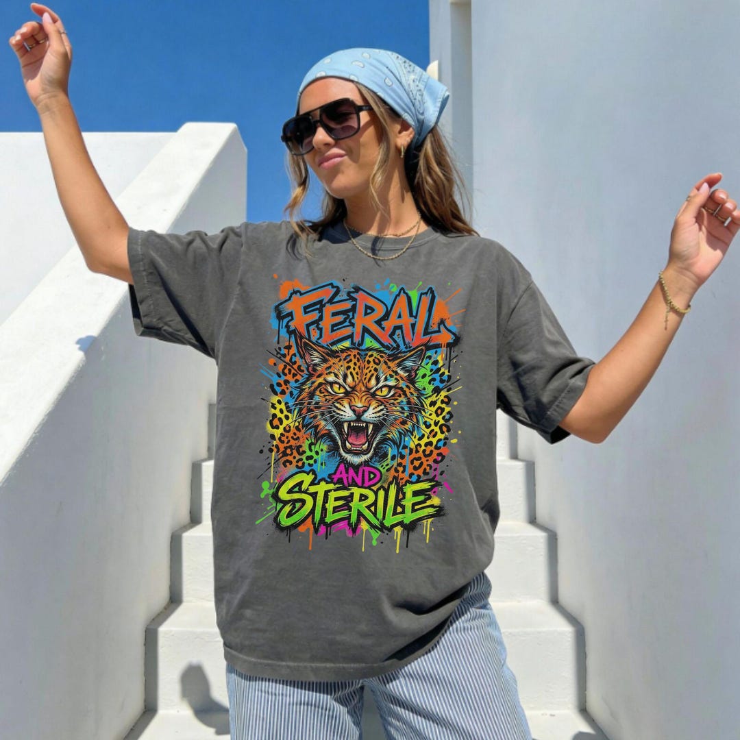 Feral Bobcat PNG – Neon Leopard Hysterectomy Recovery Joke Design ...