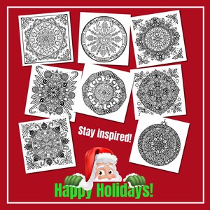 Christmas Mandala, Digital Coloring Book for Relaxation, Stress Relief ...