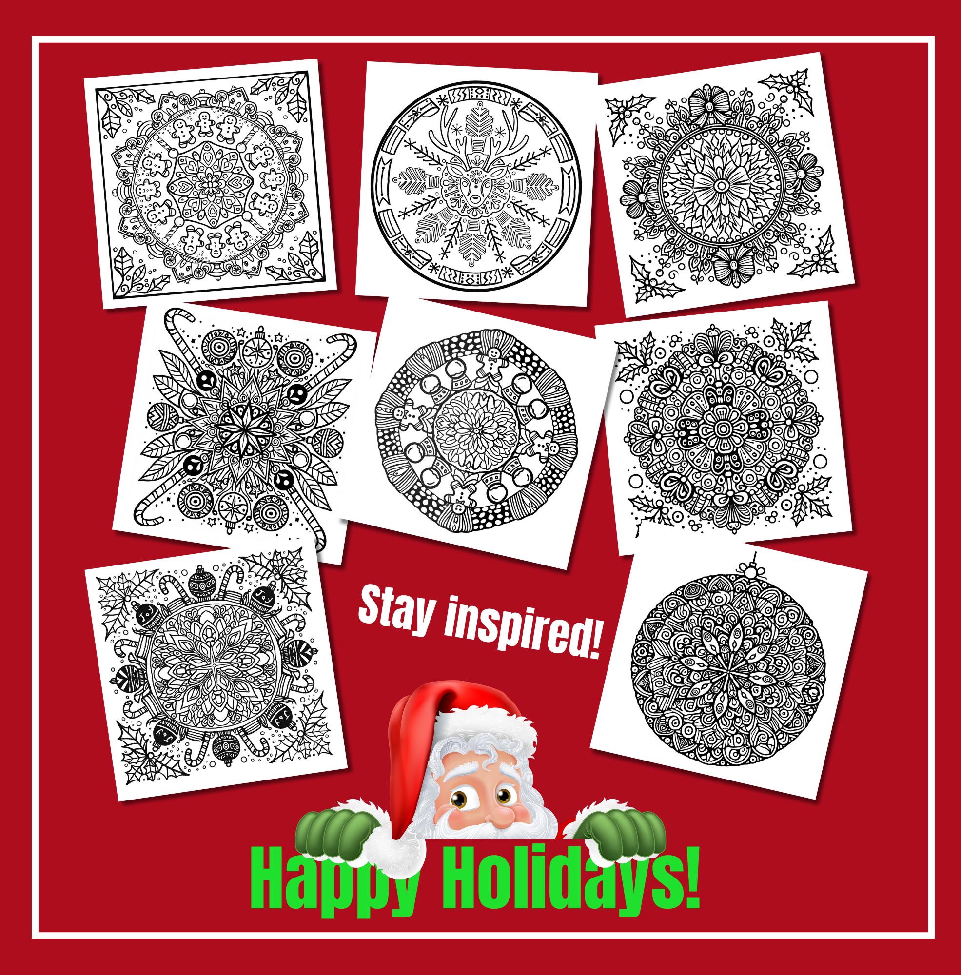 Christmas Mandala, Digital Coloring Book for Relaxation, Stress Relief ...